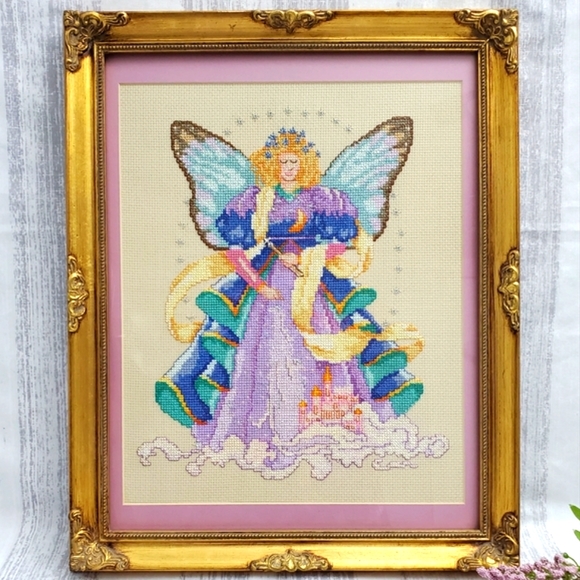 American Vintage | Wall Decor | Dream Fairy Princess Framed Needlepoint Crossstitch Art | Poshmark
